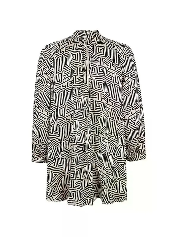 OBIDI Geometric Print Tie-neck Blouse