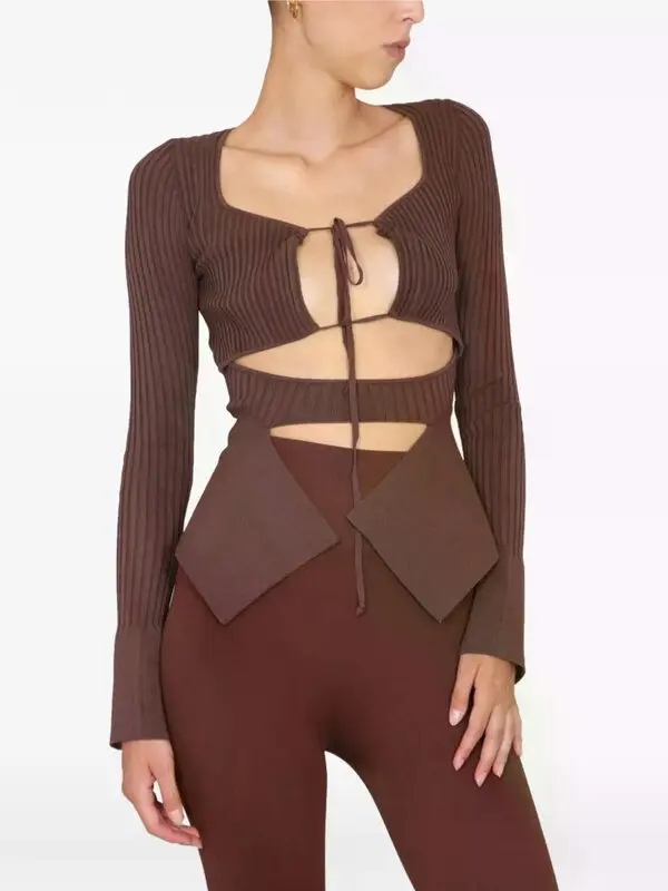 ANDREĀDAMO Tie-front Ribbed Top