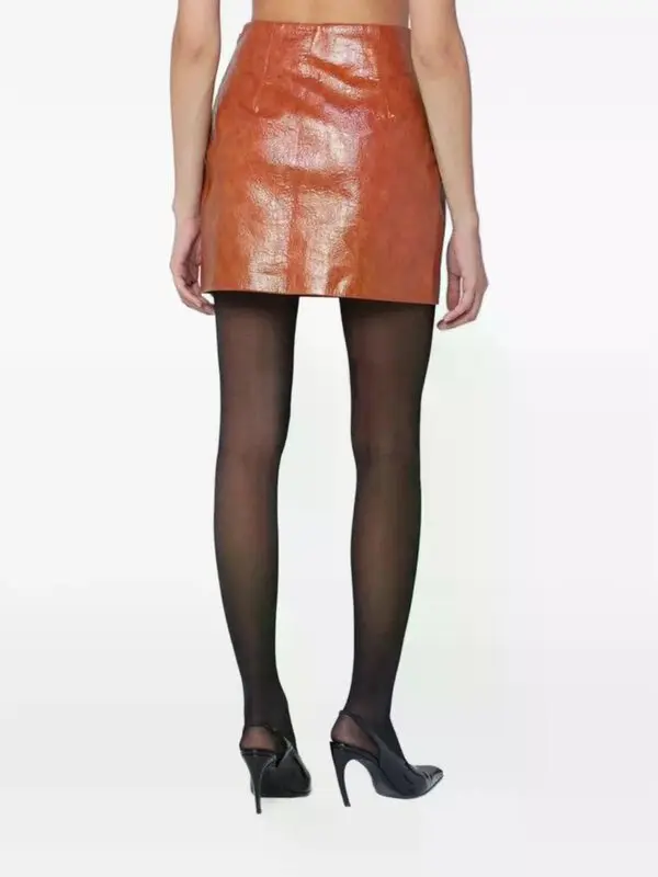 Andamane Mini Split Leather Skirt