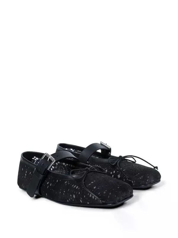 ANN DEMEULEMEESTER Zoey Lace-effect Leather Ballet Flats - Black