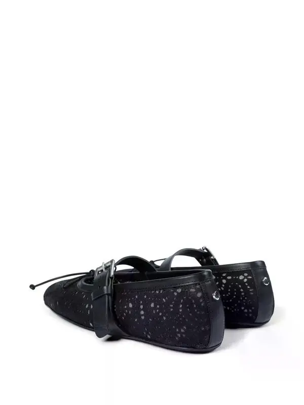 ANN DEMEULEMEESTER Zoey Lace-effect Leather Ballet Flats - Black