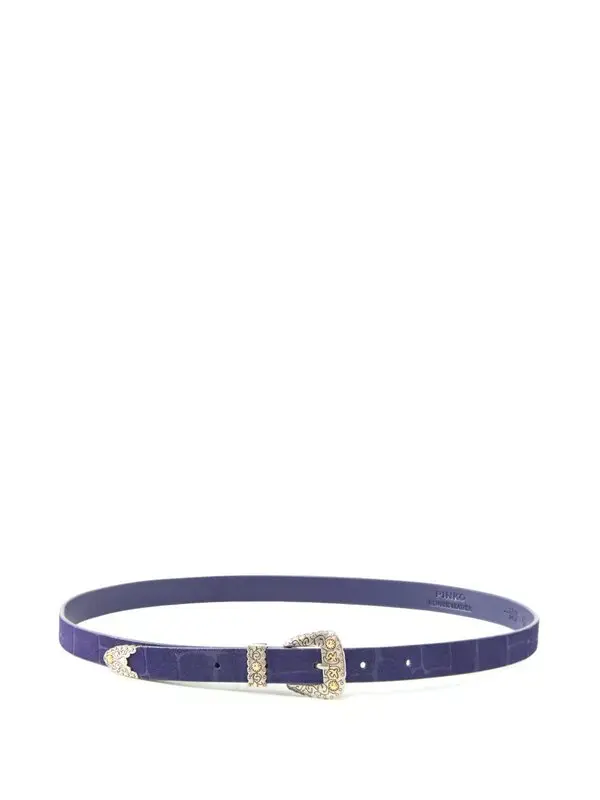 Pinko Aura Buckle Leather Belt - Purple