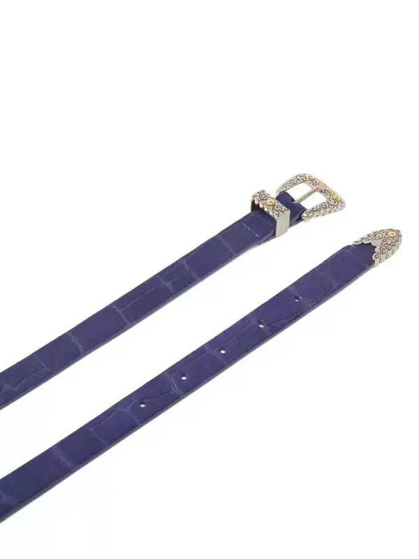 Pinko Aura Buckle Leather Belt - Purple