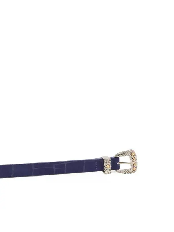 Pinko Aura Buckle Leather Belt - Purple