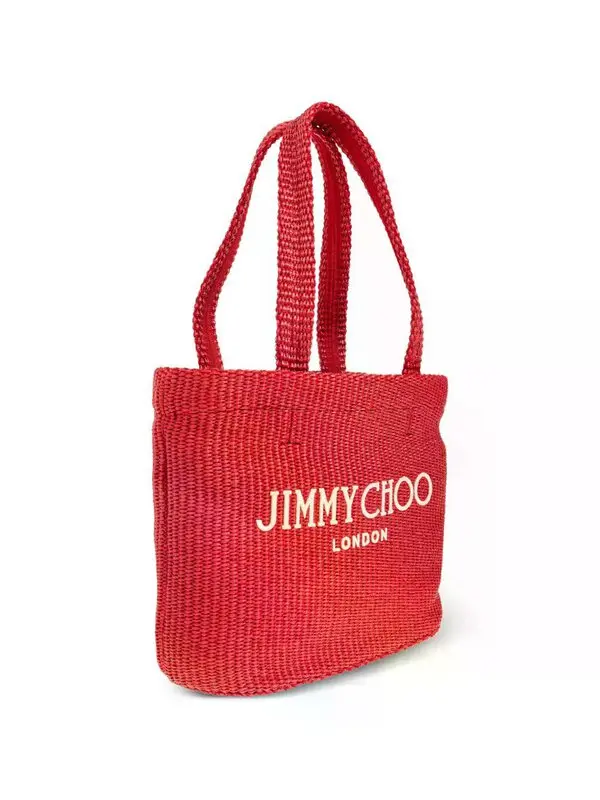 JIMMY CHOO Embroidered Woven Tote Bag - Red