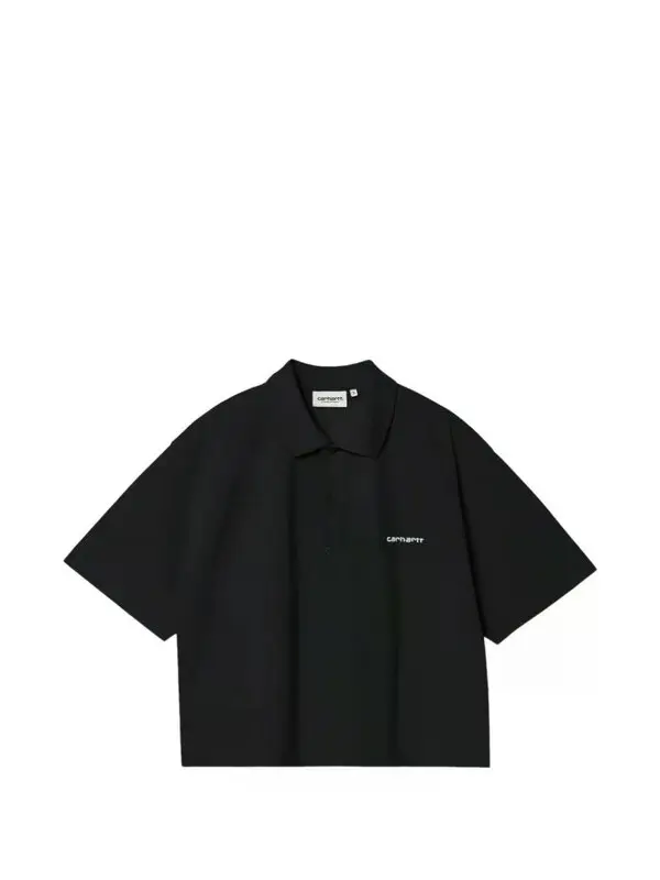 Carhartt Work In Progress Script Embroidered-logo Cotton Polo Shirt - Black