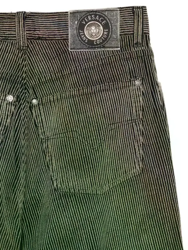 Versace 1990s Striped Trousers - Neutrals