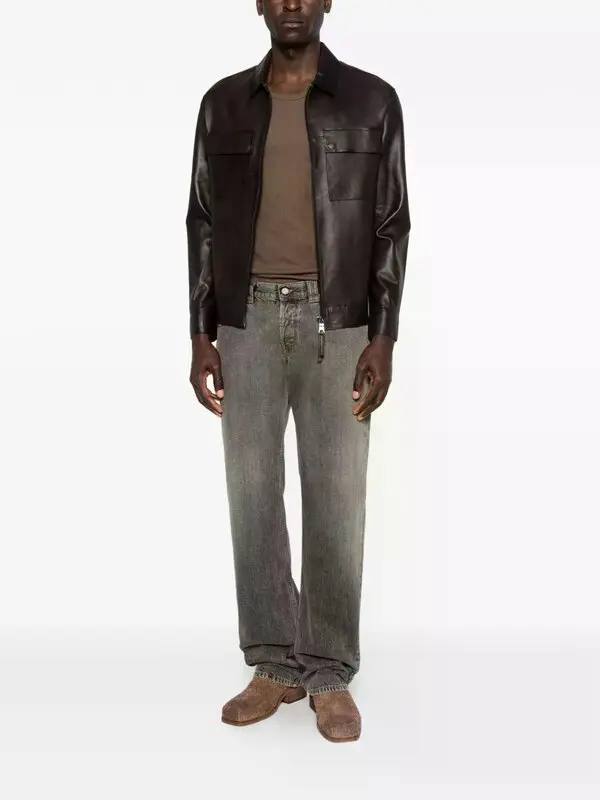 LEATHER AUTHORITY Leather Pocket Zip Jacket
