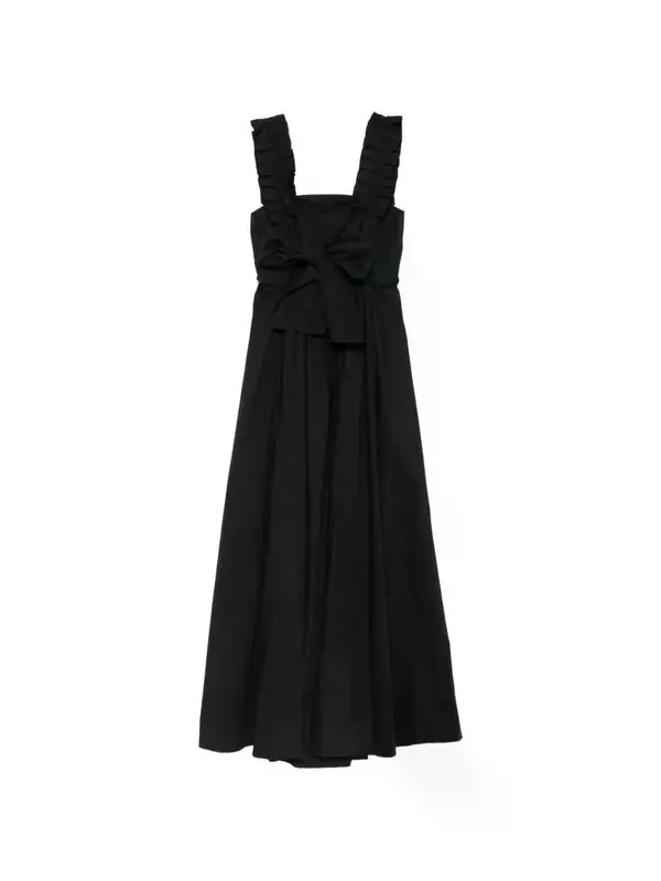 Liu Jo Long Dress With Ruched Shoulder Straps And Back Tie Detail - Black