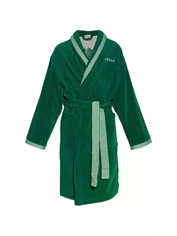 Versace Medusa-motif Belted Bathrobe - Green