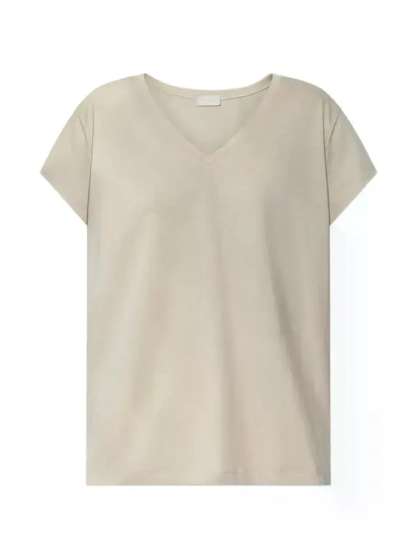 Hanro V-neck Cotton T-shirt - Neutrals