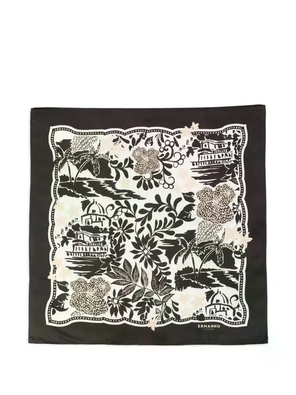 ERMANNO FIRENZE Floral-print Scarf - Black