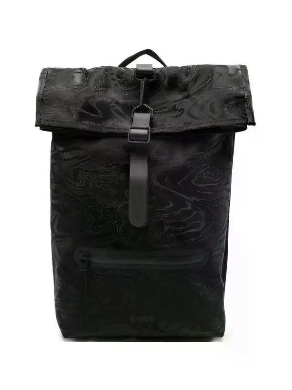 Rains Patterned Backpack - Black