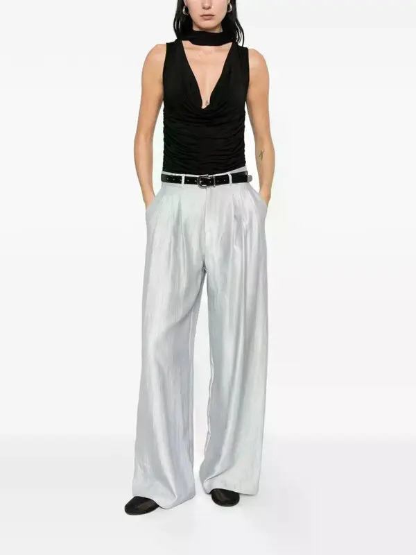 ELEH Pleated Palazzo Pants - Grey