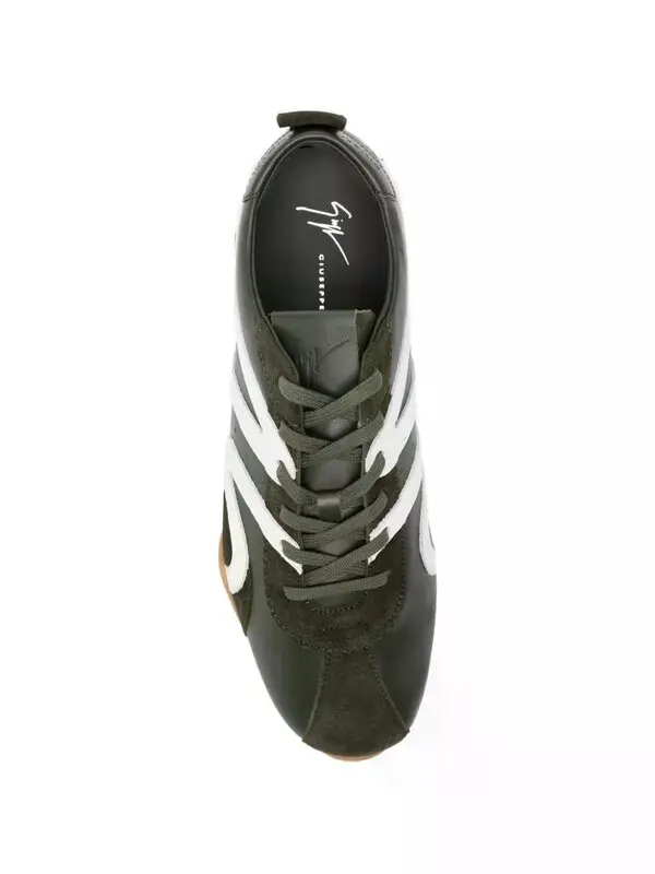 GIUSEPPE ZANOTTI Stripe-detail Leather Sneakers - Green
