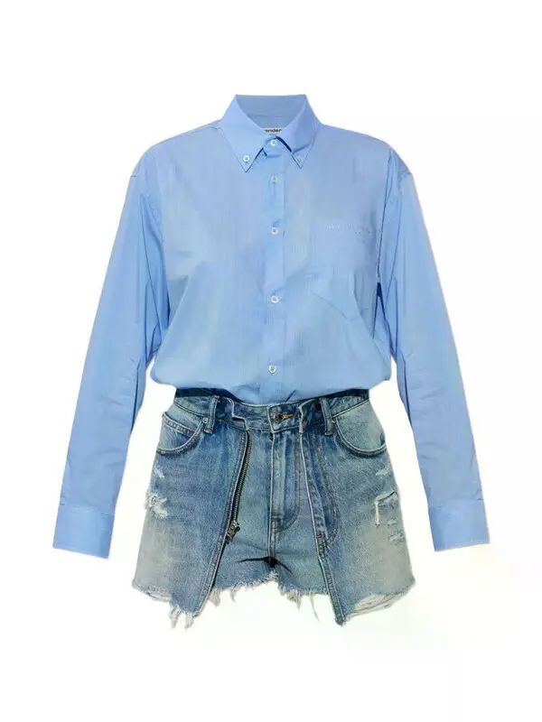 Alexander Wang Distressed Denim Playsuit - Blue