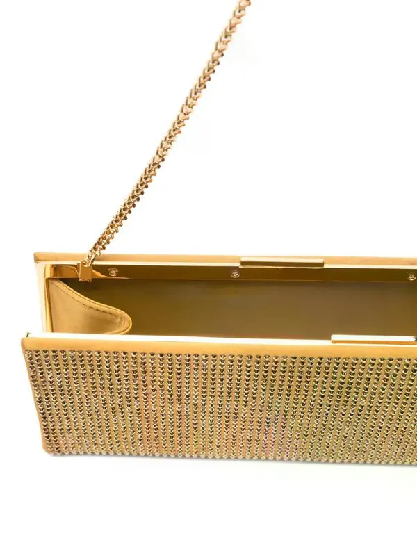 Lola Cruz Embellished Chain Clutch Bag - Gold