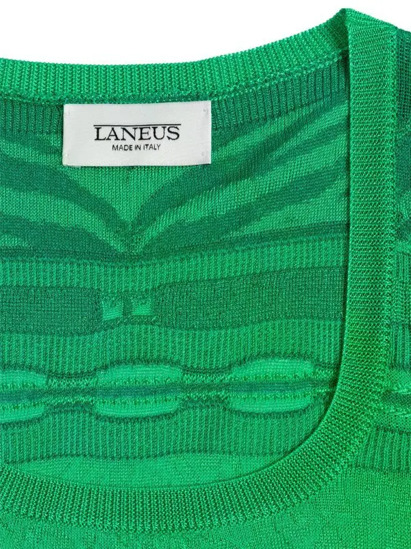 LANEUS Knitted Cropped Tank Top - Green