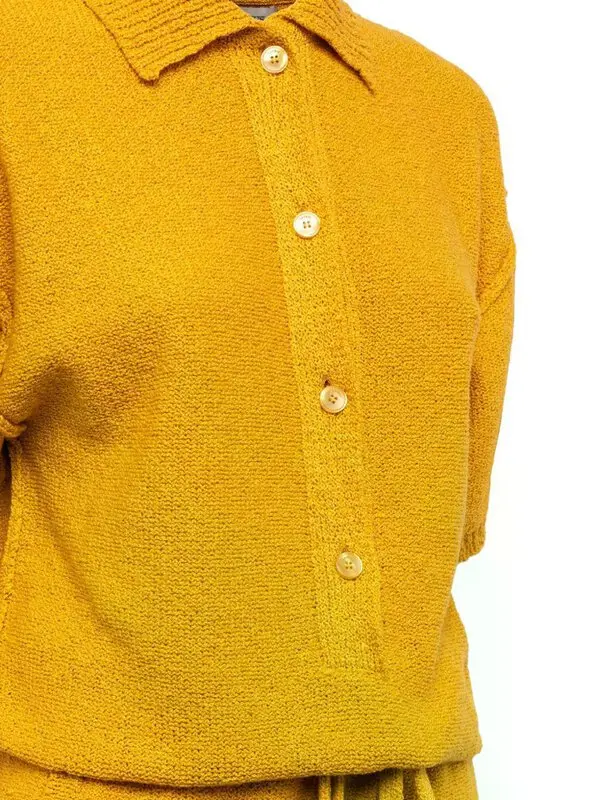 LANEUS Button-front Knitted Playsuit - Yellow