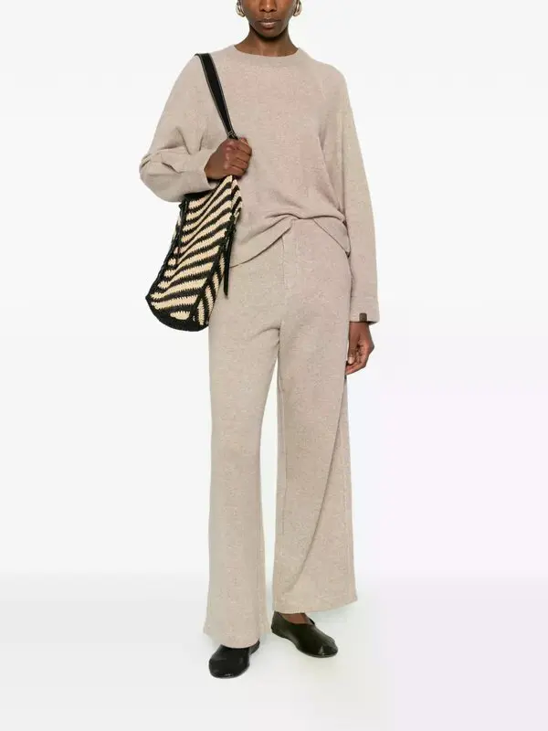 Max Mara Beige Straight Leg Knitted Trousers