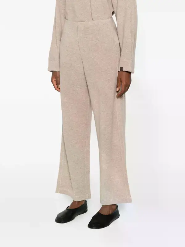 Max Mara Beige Straight Leg Knitted Trousers