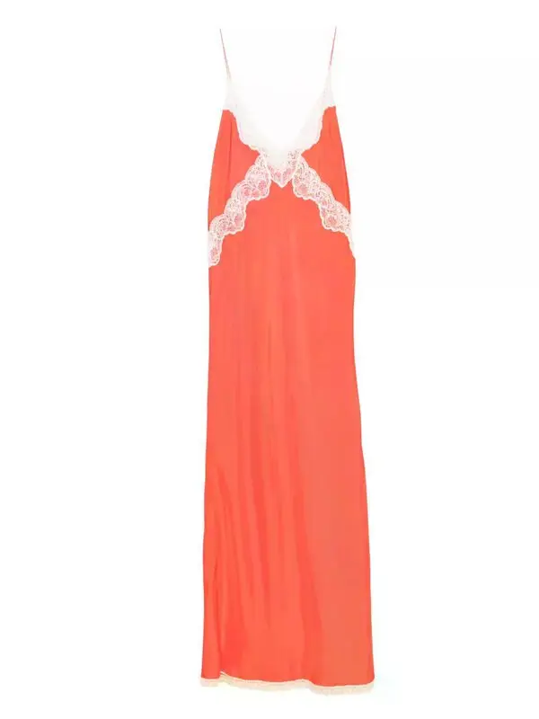 FORTE_FORTE Lace V-neck Maxi Dress - Red