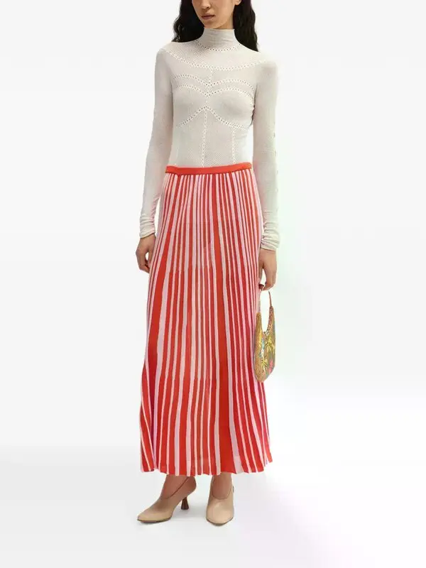 MARGHERITA MACCAPANI Striped Pleated Skirt - Red