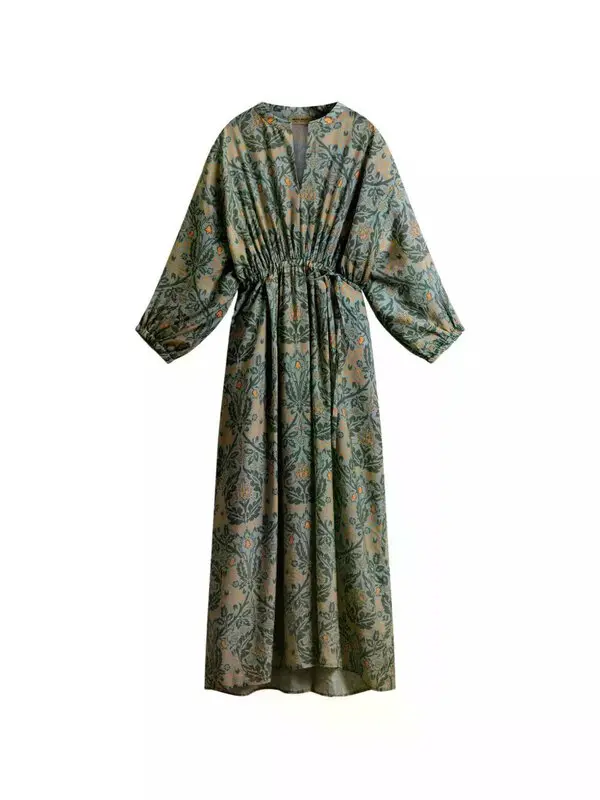Woolrich Elasticated Floral Print Midi Dress - Green