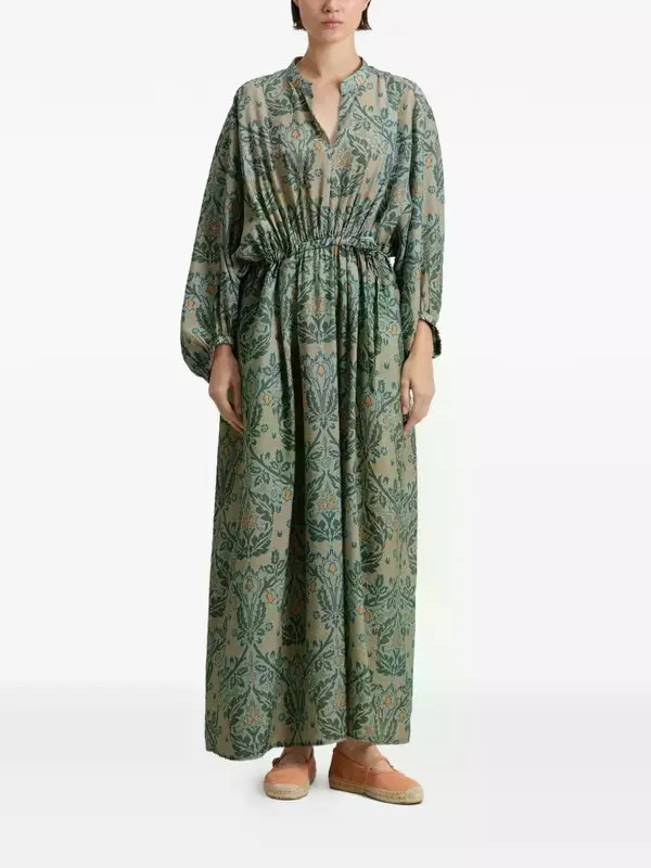Woolrich Elasticated Floral Print Midi Dress - Green