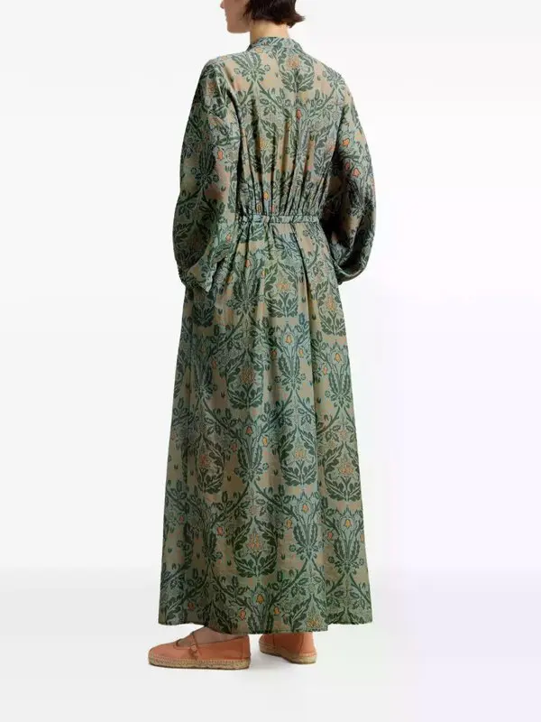 Woolrich Elasticated Floral Print Midi Dress - Green