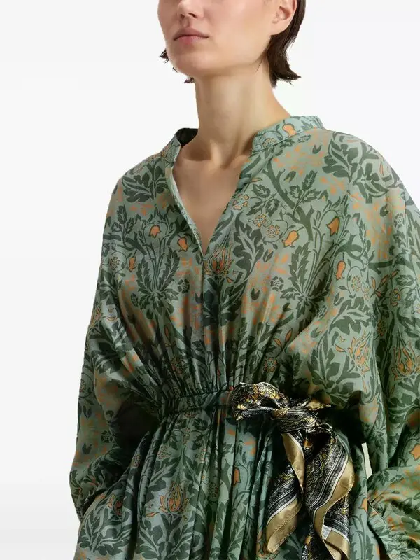 Woolrich Elasticated Floral Print Midi Dress - Green