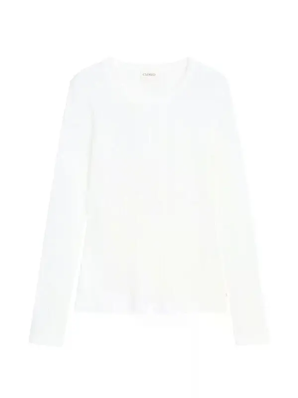 Closed Long Sleeve Crewneck Top - White