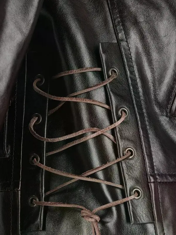 Saint Laurent Belted Leather Jacket - Brown