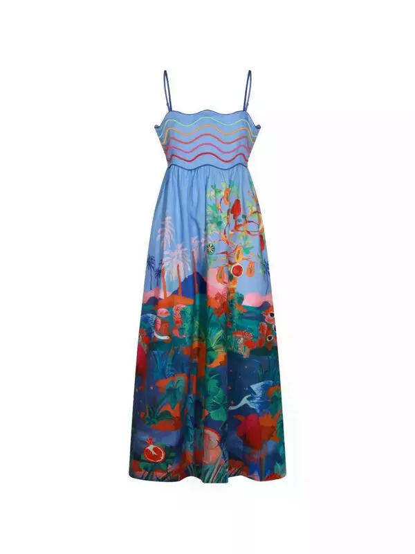 Farm Rio Embroidered Midi Dress