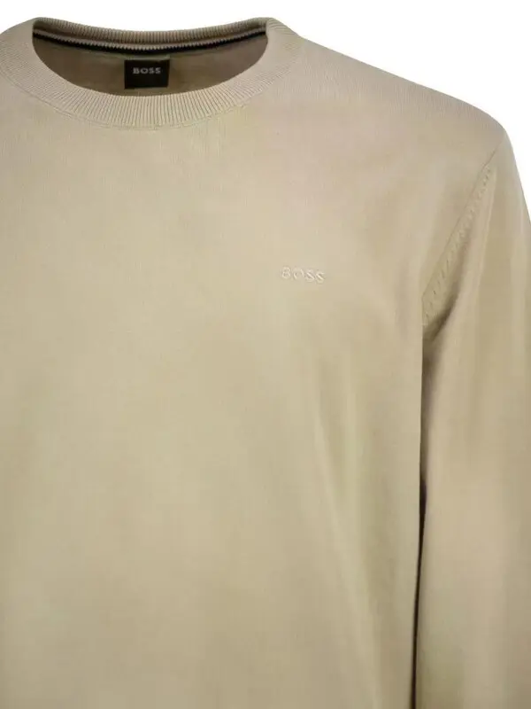 BOSS Embroidered-logo Crew Neck Sweater - Neutrals