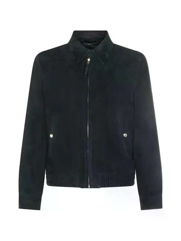 Mackage Giovanni-su Zipped Suede Jacket - Blue