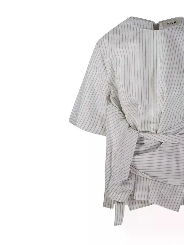 RÓHE Striped Tie Blouse - White