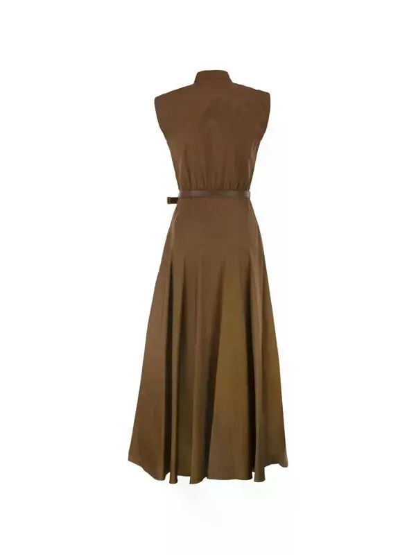 Max Mara Belted Cotton Midi Dress - Brown
