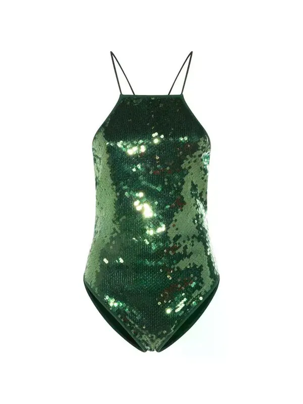Oseree Sequin-embellished Swimsuit - Green