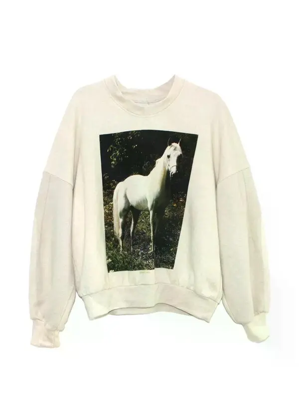 ANNTIAN Horse-print Crewneck Sweatshirt