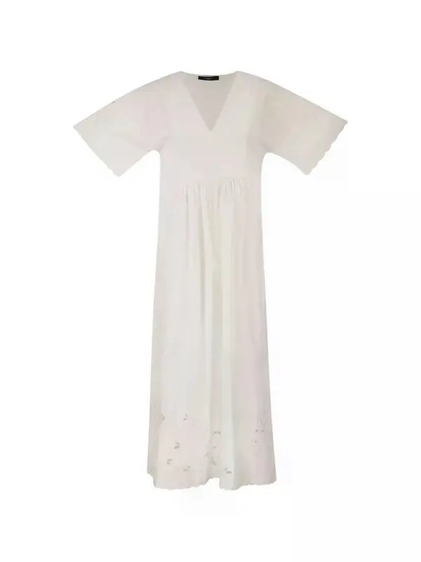 Max Mara Embroidered V-neck Dress - White