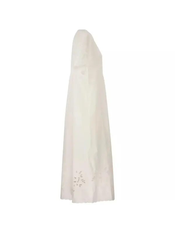 Max Mara Embroidered V-neck Dress - White