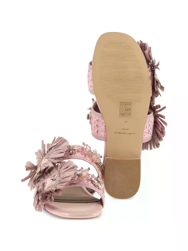 Kurt Geiger Floral Raffia Sandals - Pink