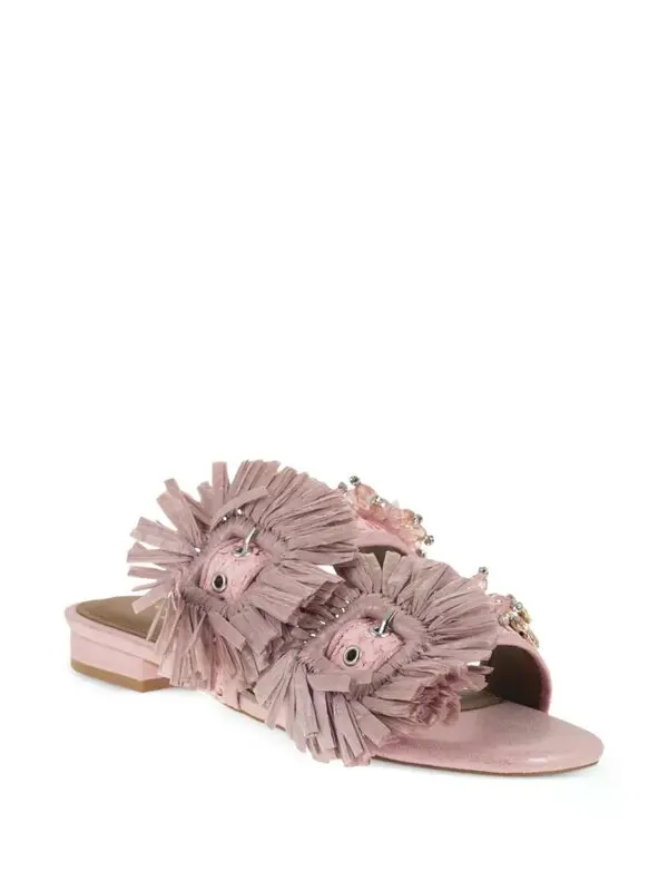 Kurt Geiger Floral Raffia Sandals - Pink