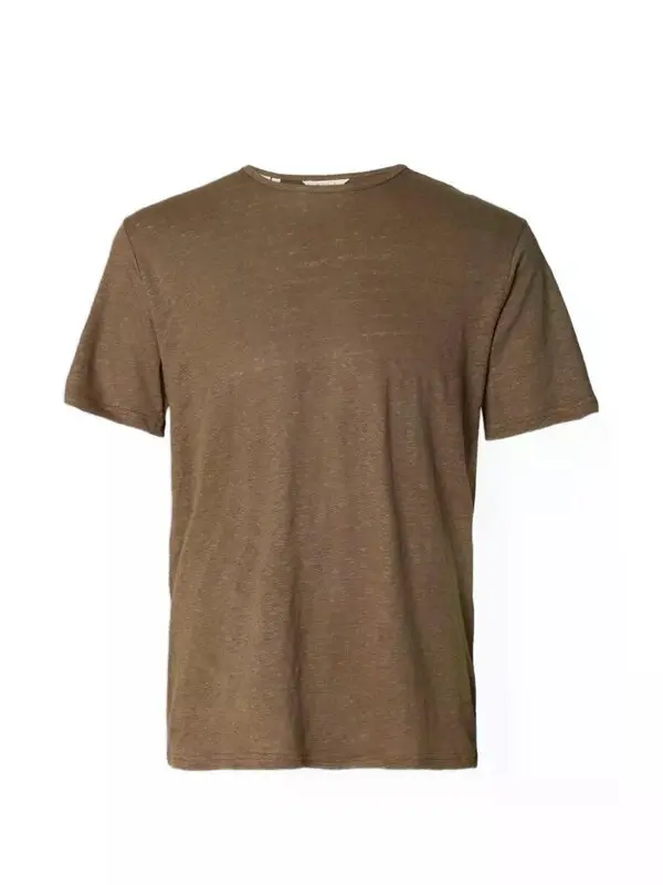 SELECTED Slub-texture T-shirt - Brown