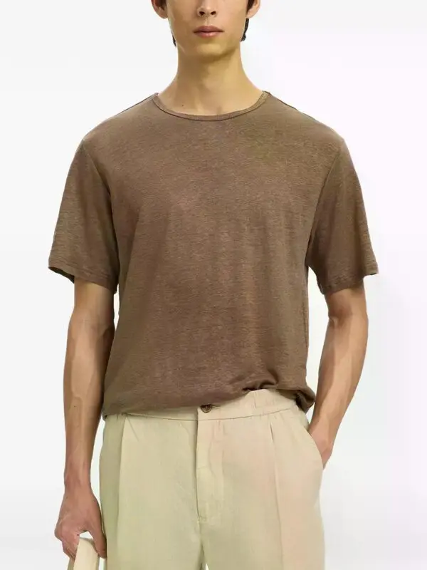 SELECTED Slub-texture T-shirt - Brown