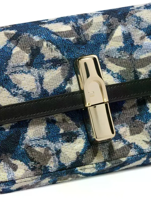 Furla Small Floral Jacquard Crossbody Bag - Blue