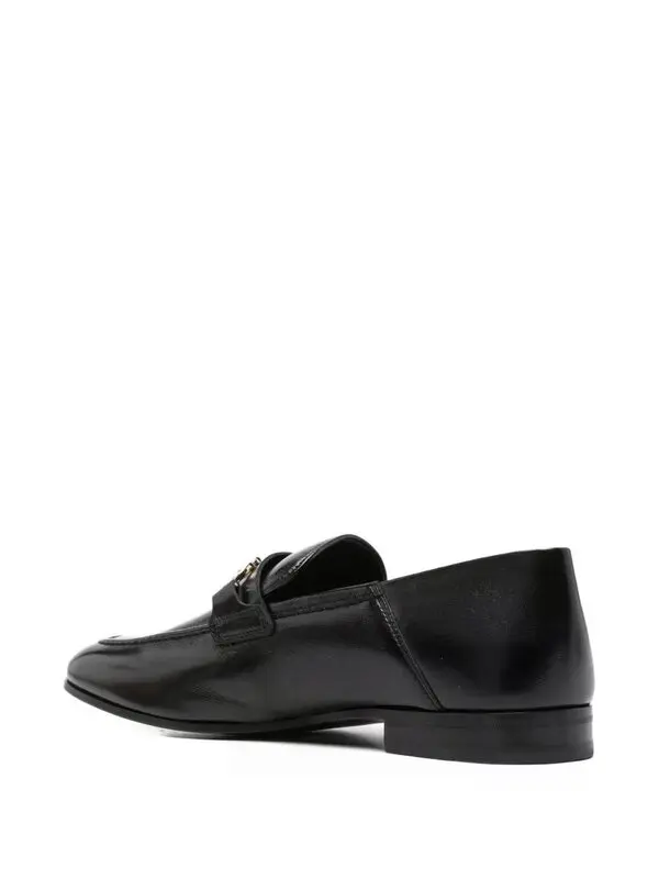 FERRAGAMO Gancini Leather Loafers - Black