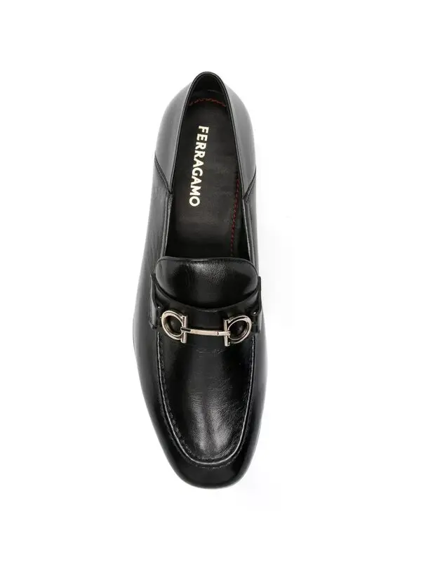 FERRAGAMO Gancini Leather Loafers - Black