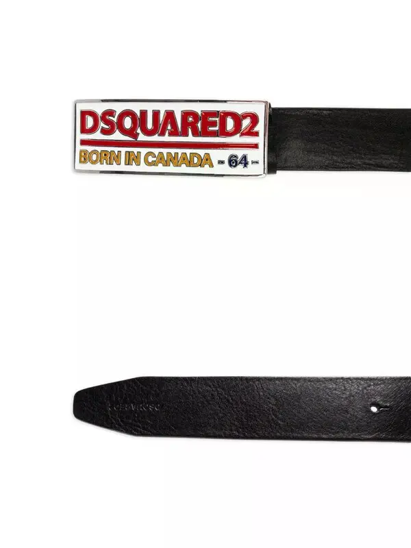 Dsquared2 Logo Plaque Leather Belt